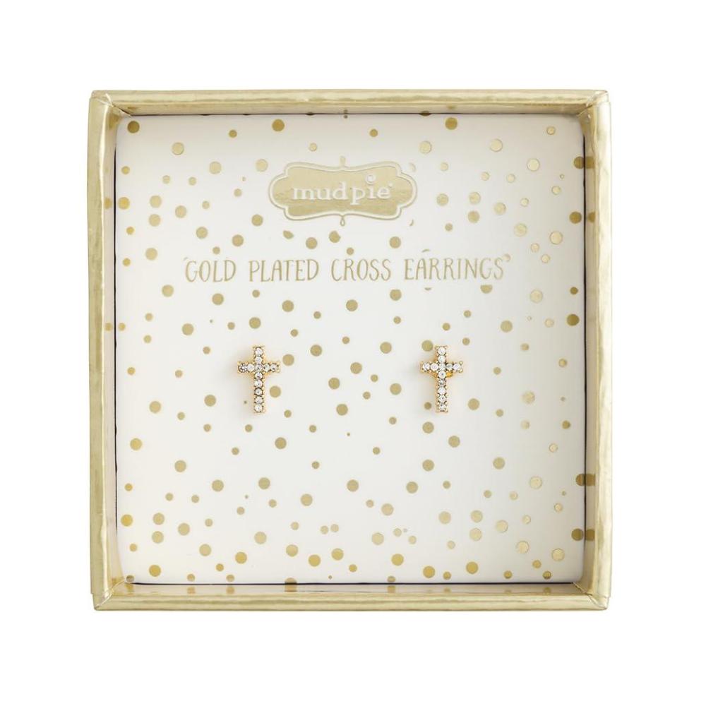 Mud Pie Little Girl Gold Cross Stud Earrings(GOLD) - Mud Pie