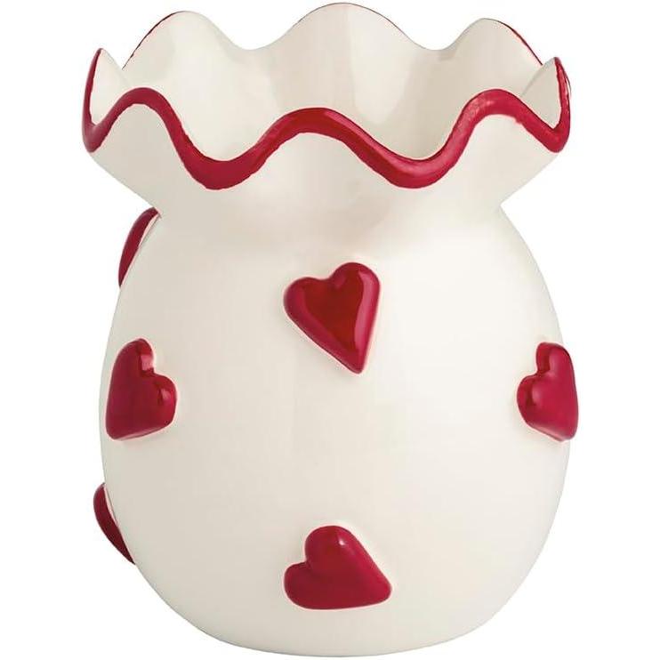 Mud Pie Valentine’s Day Heart Ruffle Bud Vase - Mud Pie